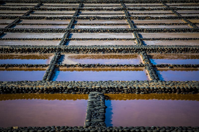 View on Traditional Rectangular Salt Evaporation Ponds or Salt Pans ...