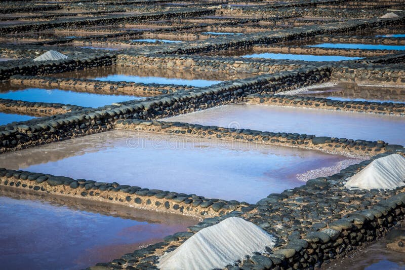 View on Traditional Rectangular Salt Evaporation Ponds or Salt Pans ...