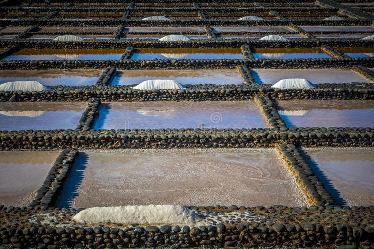 View on Traditional Rectangular Salt Evaporation Ponds or Salt Pans ...