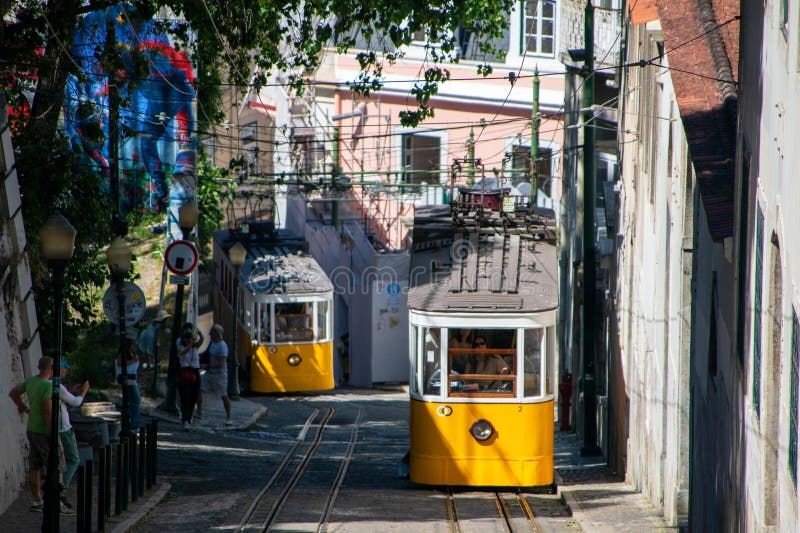 View of the Traditional Tramway for Passengers Rolling through the ...