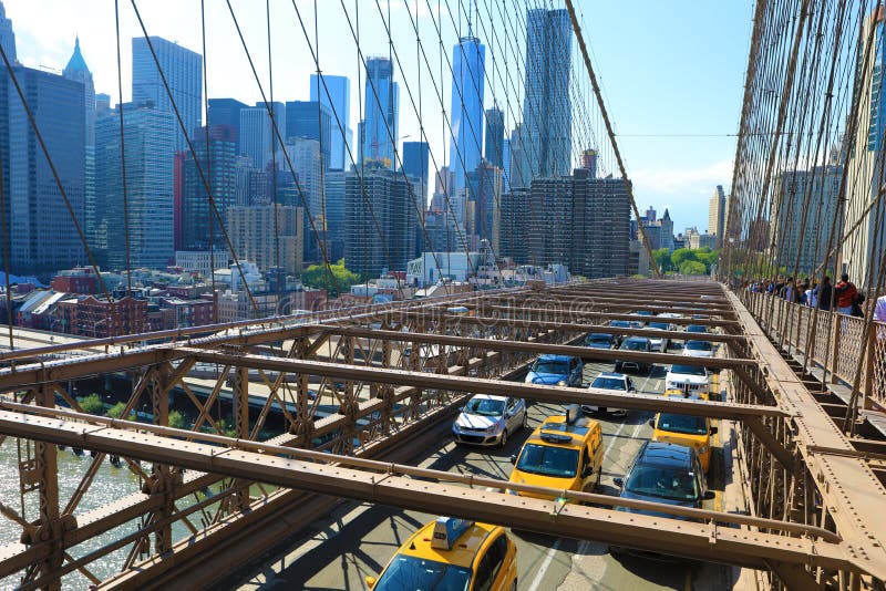 View of the Traffic on the Brooklyn Bridge Editorial Photo - Image of ...