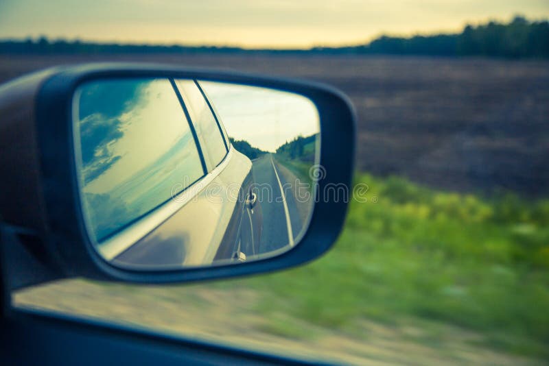 View of the Traffic from the Side Mirror Stock Photo - Image of detail ...