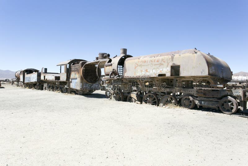 View of Train Cemetery in Uyuni Editorial Image - Image of railroad ...