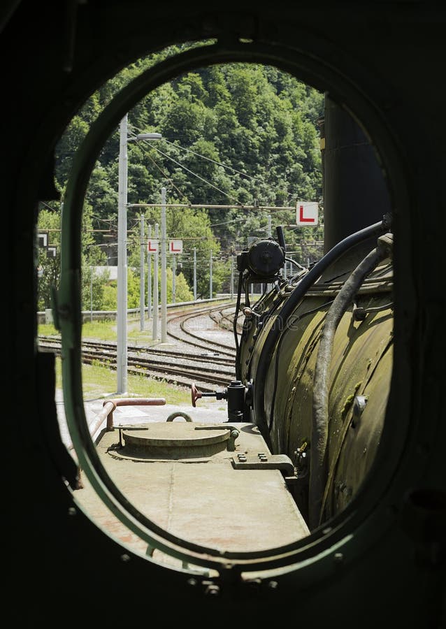 Old Steam Locomotive Window With A View Of Outside. Stock Photo - Image ...