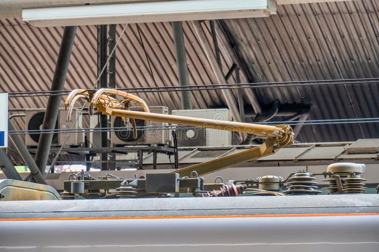View of a Train Pantograph Connected To the Electrical Wire Stock Image ...