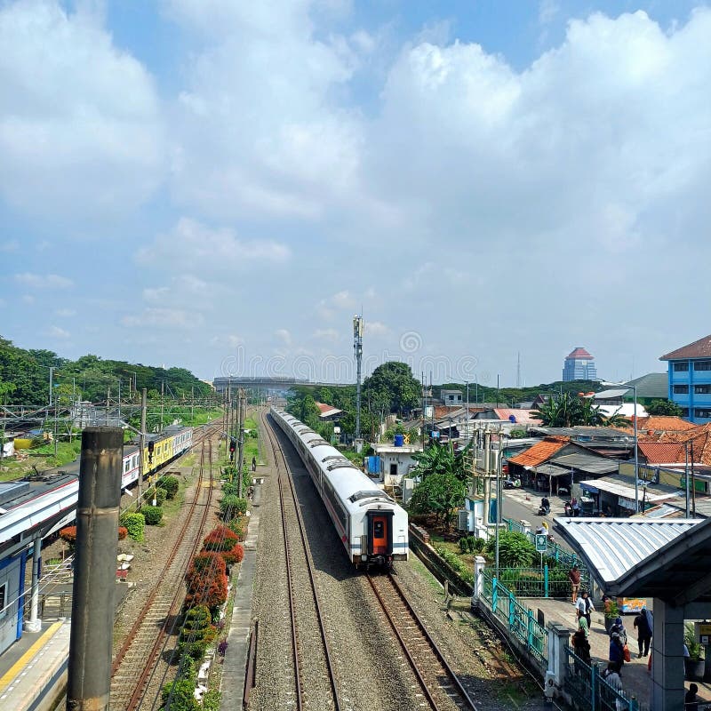 View of Train and Railway from Above the Overpass Stock Photo - Image ...