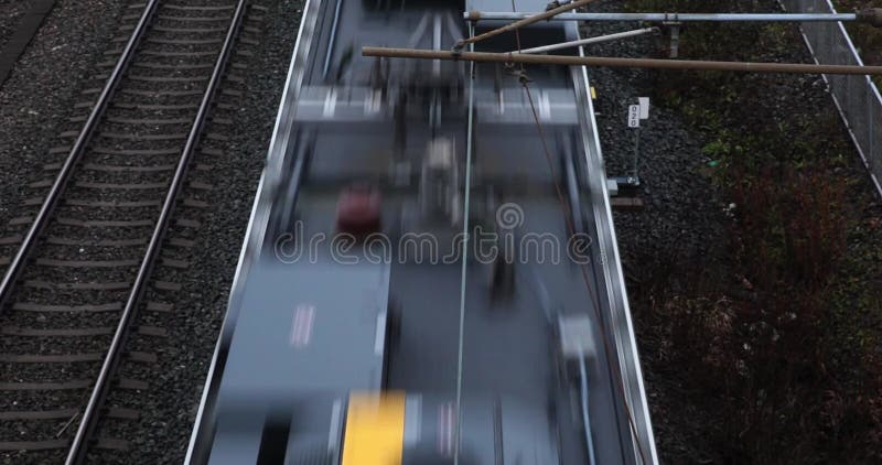 Railway Tracks and Moving Train. Stock Video - Video of movement ...