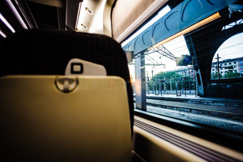 View of the Train and the Station from Inside the Carriage at Da Stock ...
