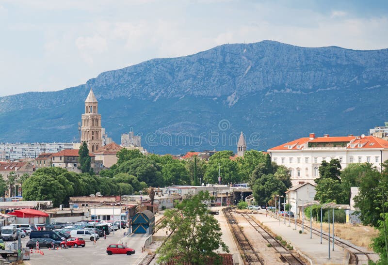 Train Station and the Old Town in Split. Stock Photo - Image of ...