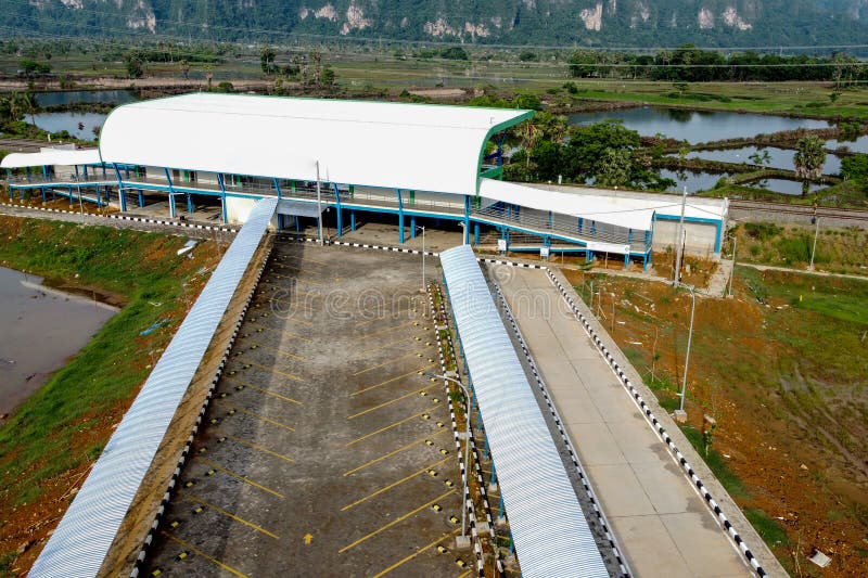 View of the Train Station and Rice Fields in the Countryside Stock ...
