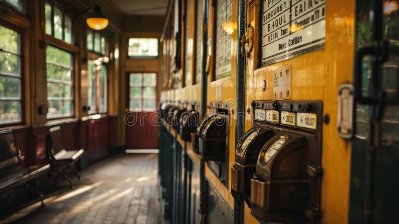 A View of the Train Station Ticket Booth Displaying Oldfashioned ...