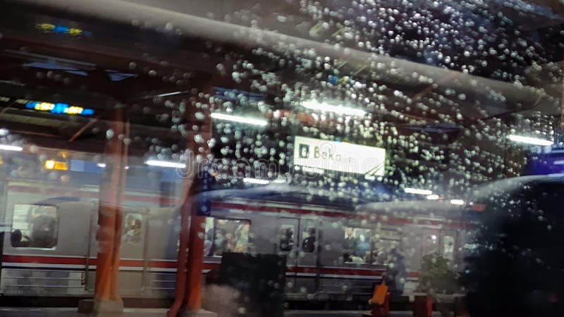 View of Train Window Glass with Rain Water Stock Image - Image of ...