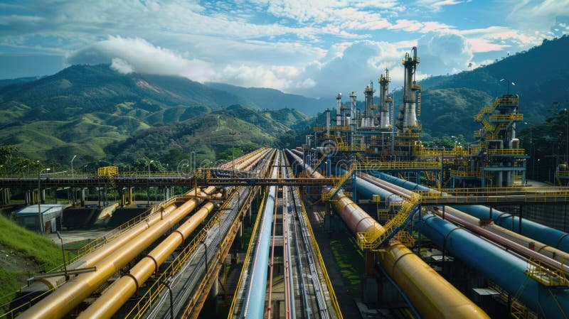 A View of a Train Yard with Numerous Pipes. Suitable for Industrial and ...