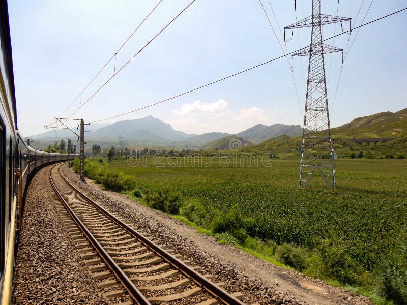 The Trans-Mongolian Train As it Turns a Corner Stock Photo - Image of ...