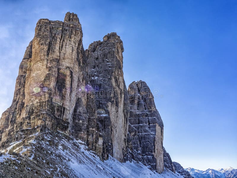 View of the Tre Cime Di Lavaredo Mountain Stock Photo - Image of ...