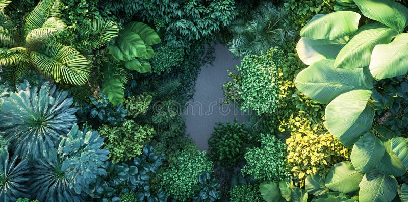 A View of Trees from Above, with a Collection of Lush Plants Isolated ...
