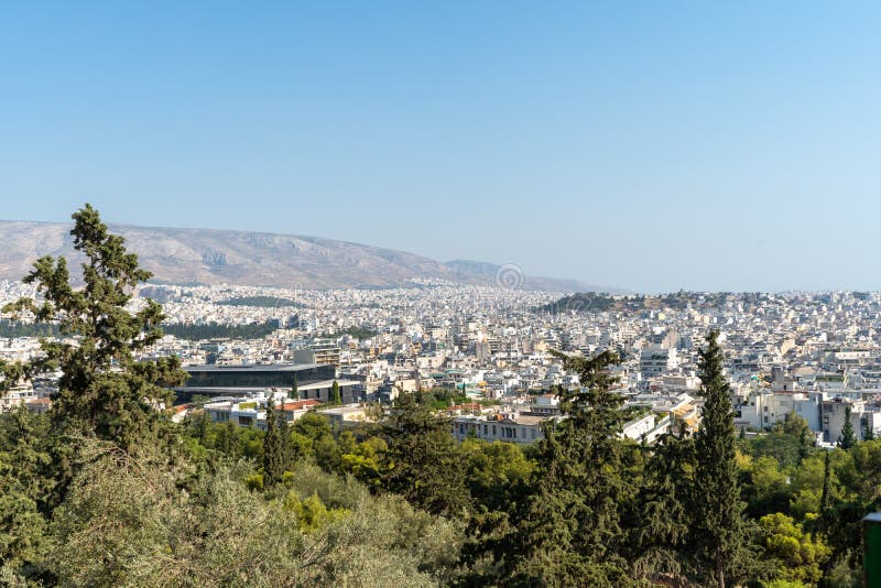 Greece, August 2019. the View of the Trees in Front of Athens from the ...