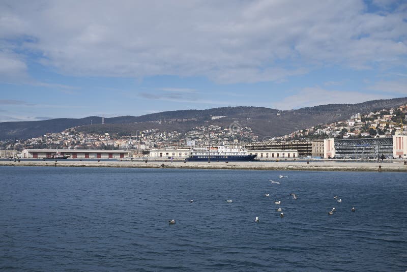 View of Trieste harbor editorial photography. Image of seaport - 113994842