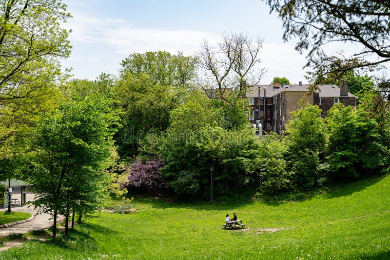 View of Trinity Bellwoods Park in Spring. Trinity Bellwoods Park is a ...