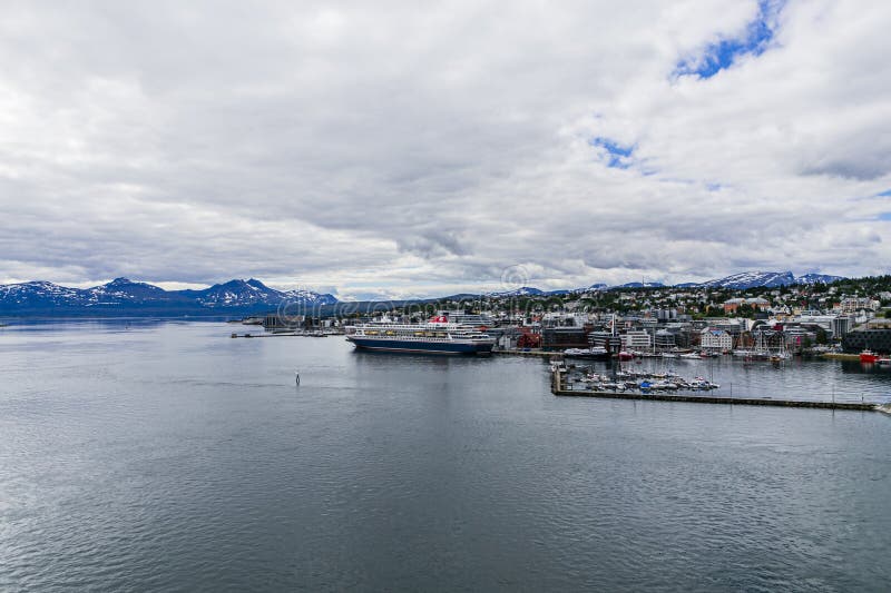 View of Tromso City from Tromso Bridge Stock Photo - Image of mountains ...