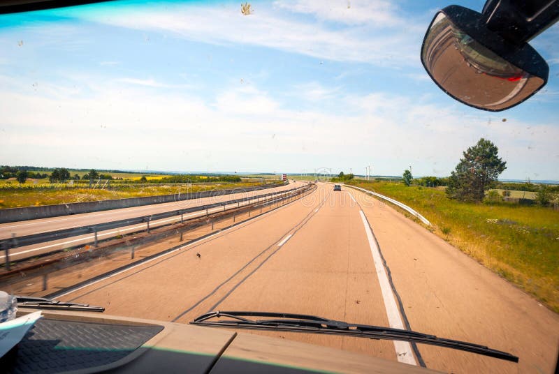 View from truck on highway stock photo. Image of plants - 69769936