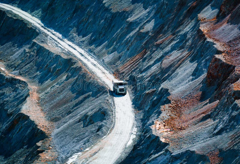 View of Truck on Road in Open Pit Mine Stock Image - Image of badlands ...