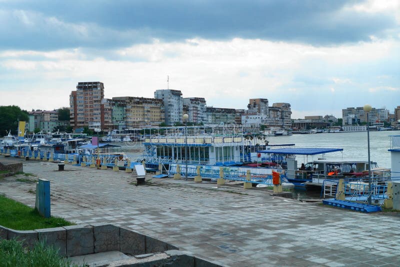Tulcea Port At Danube At Blue Hour. The Port Of Tulcea Is One Of The ...