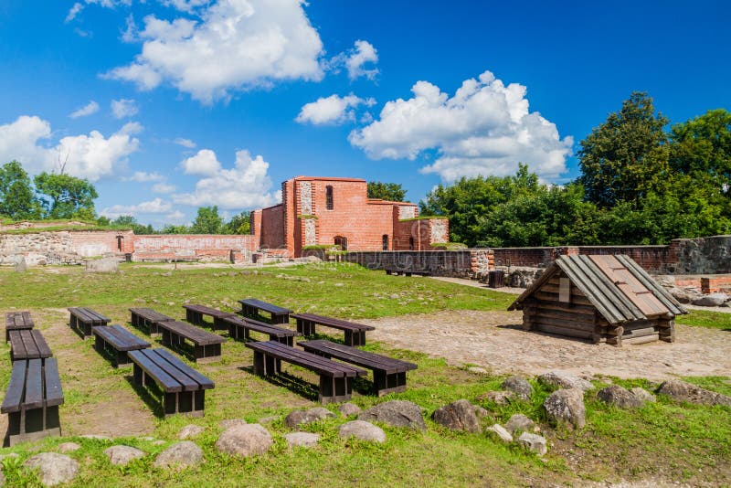 View of Turaida Castle, Latv Stock Image - Image of bench, tree: 131095469
