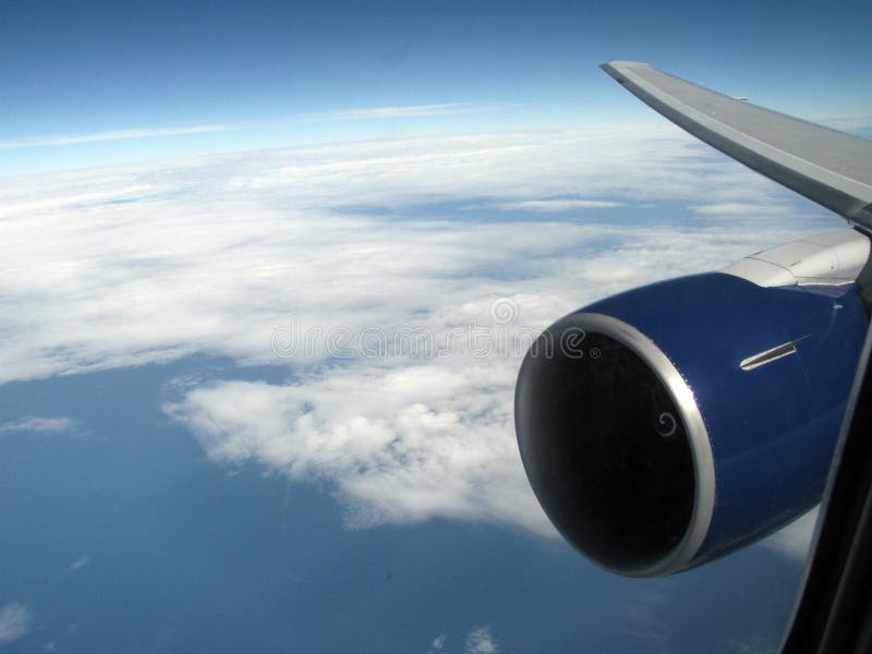 View of Turbine Engine and Sky from Airplane Window Stock Photo - Image ...