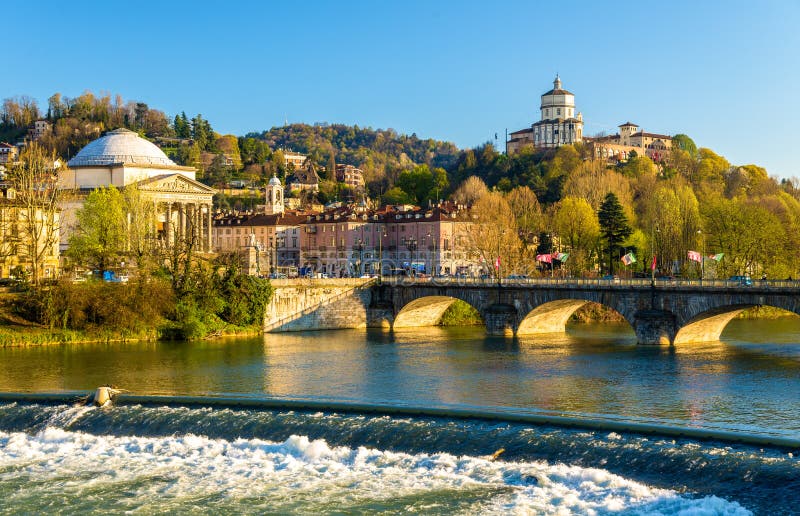 View of Turin Over the Po River Stock Image - Image of hill, museum ...