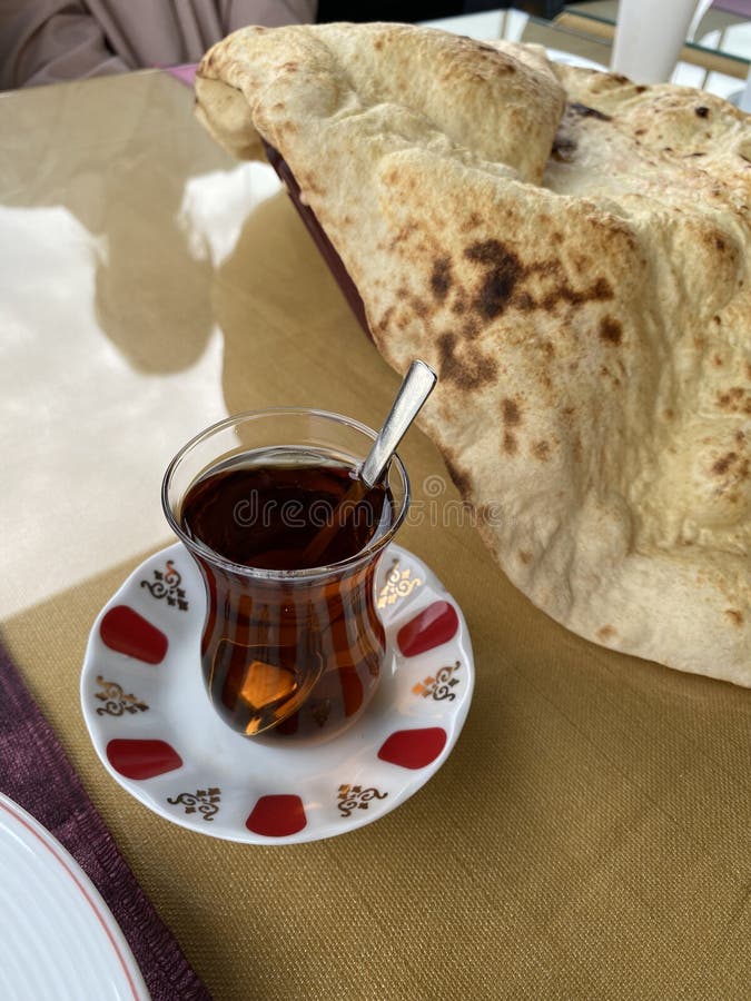 View of Turkish Tea with Bread Stock Photo - Image of view, drink ...