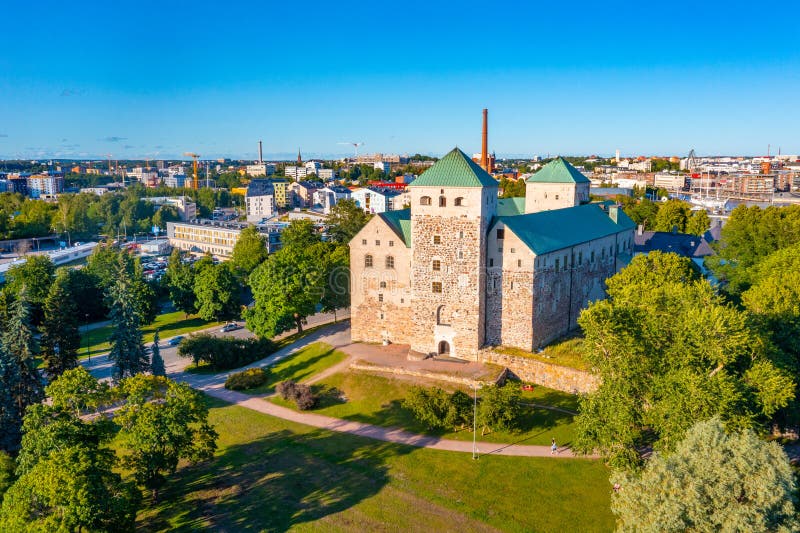 View of Turku Castle in Finland Stock Image - Image of park, facade ...