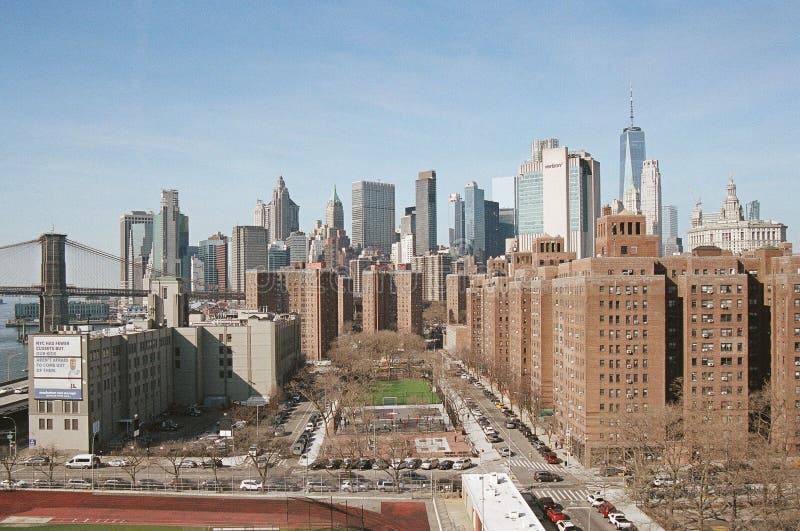 View of Two Bridges from the Manhattan Bridge, New York City Editorial ...