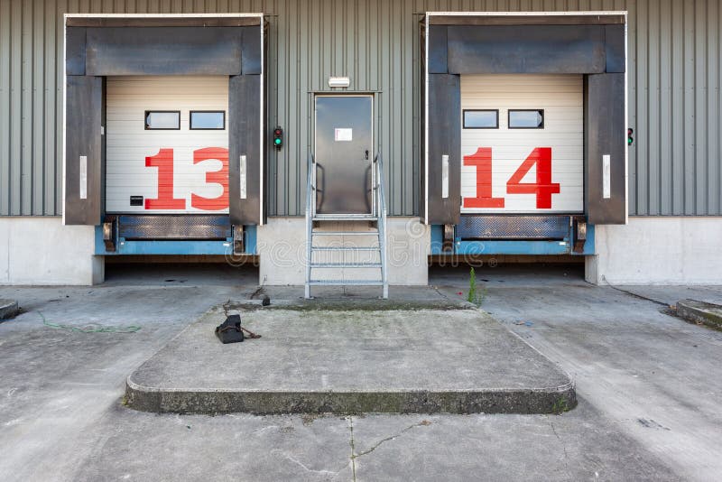 View of Two Loading Docks at a Warehouse Stock Photo - Image of ...