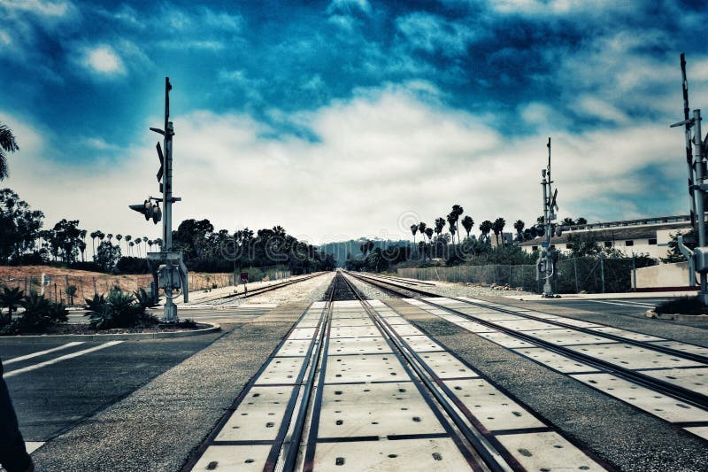 View of Two Parallel Railroad Tracks in a Countryside Stock Image ...