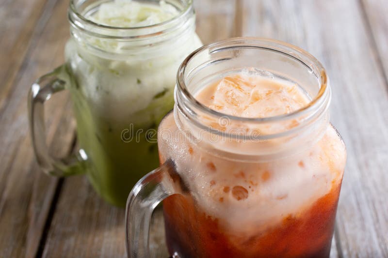 Thai Tea in mason jar stock image. Image of lifestyle - 281966419
