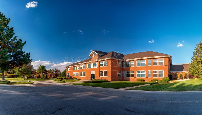 View of Typical American School Building Exterior Stock Illustration ...