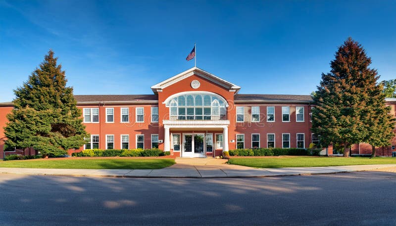 View of Typical American School Building Exterior Stock Illustration ...