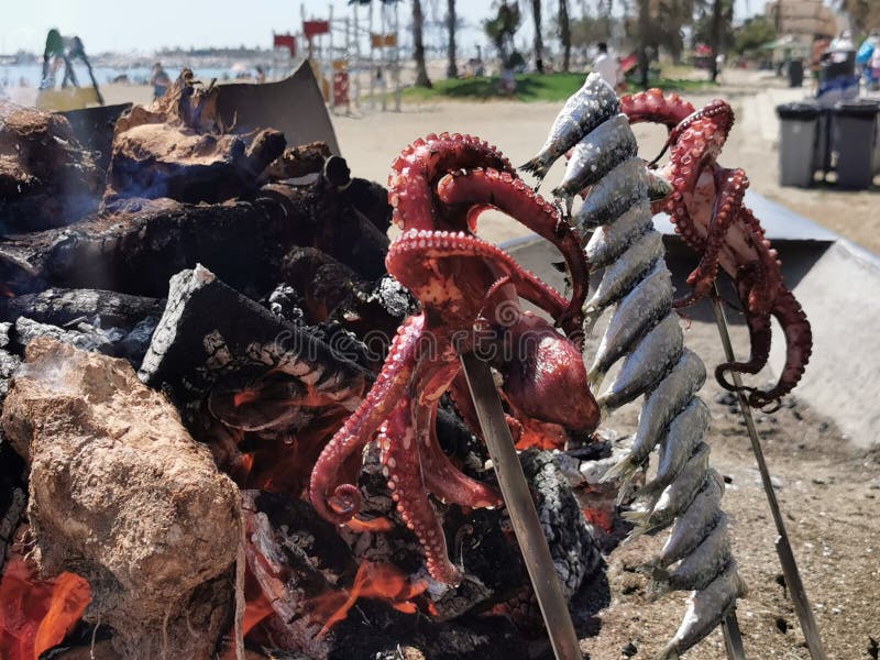 View of a Typical Fish Skewer on the Beaches of Malaga Stock Image ...