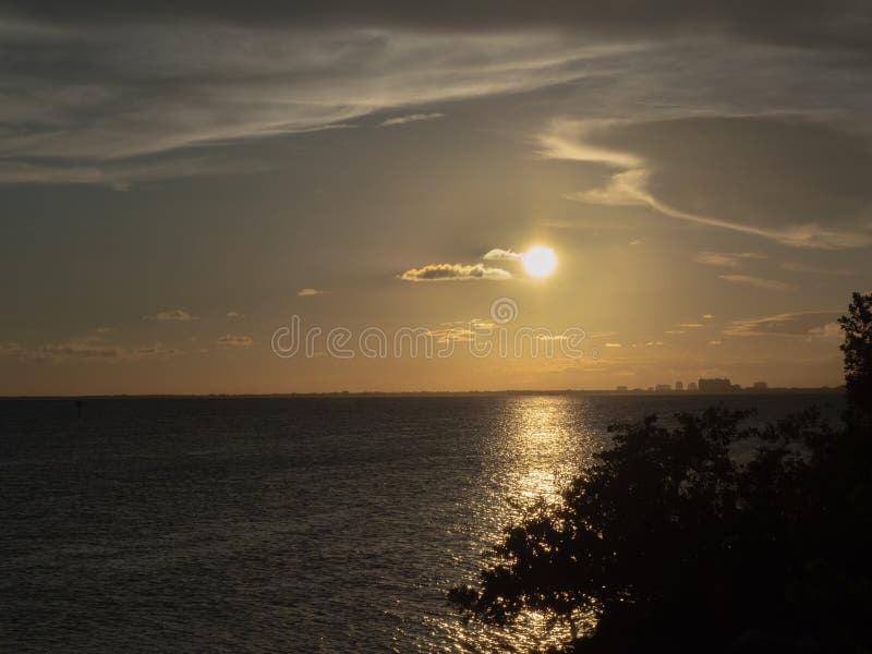 View of Typical Florida Sunset Stock Image - Image of waterfront ...