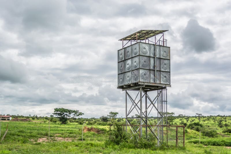 View with Typical Tropical Landscape with a Metal Watchtower Structure ...