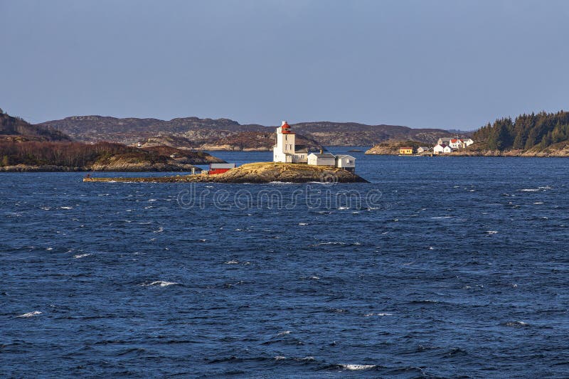 View of the Tyrhaug Fyr Lighthouse in Norway Stock Photo - Image of ...