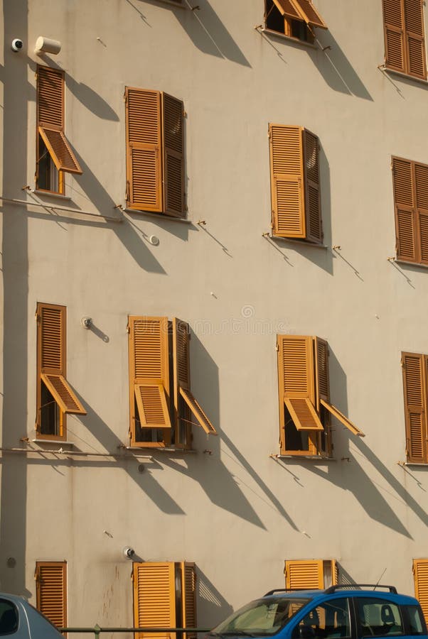 Unclosed Windows on Building in Sunlight Stock Image - Image of wood ...