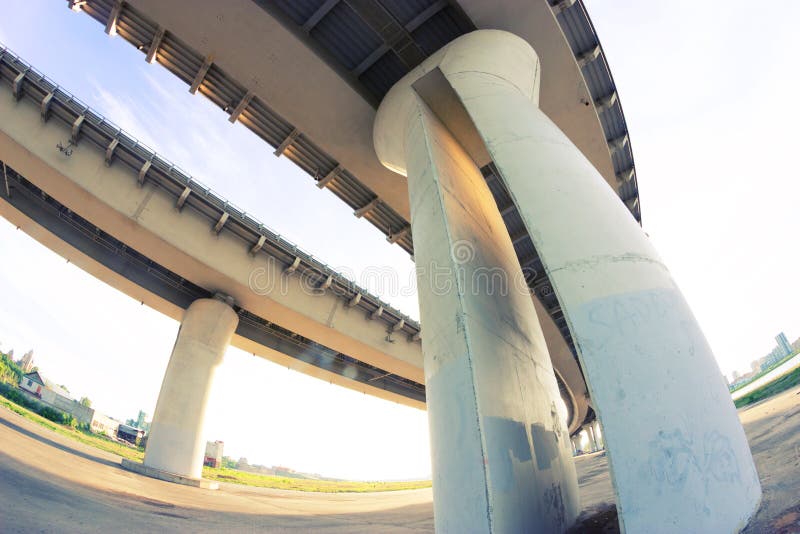 View under the big bridge stock image. Image of building - 103648535