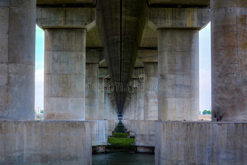 A View of Under the Bridge. Stock Image - Image of river, background ...