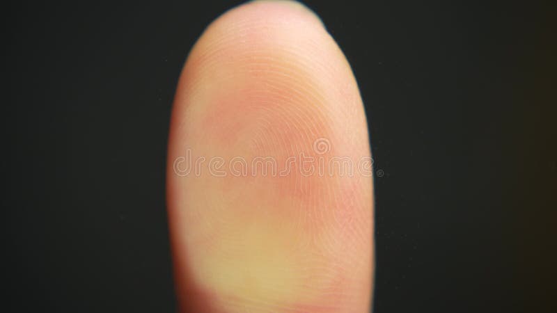View from Under the Finger Pressing on the Glass Surface. Macro Video ...