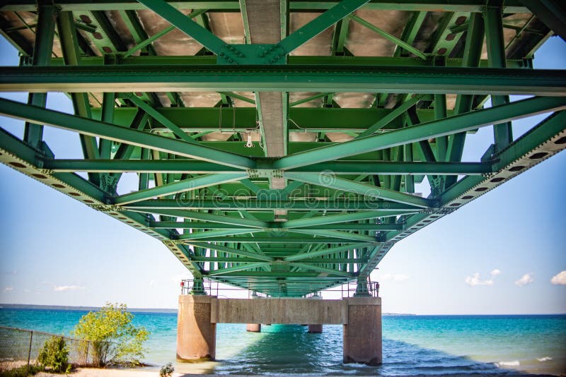 Under the Mackinac Bridge stock image. Image of pier - 256892179