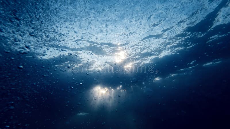 View from Under the Sea Bottom on Sun Rays Shining through Water ...