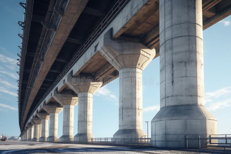 View from Underneath a Bridge, with Structure and Water Below Stock ...