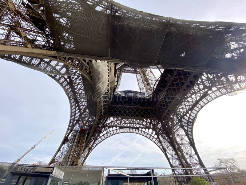 View of the Underneath of the Eiffel Tower. Paris, France, March 29 ...